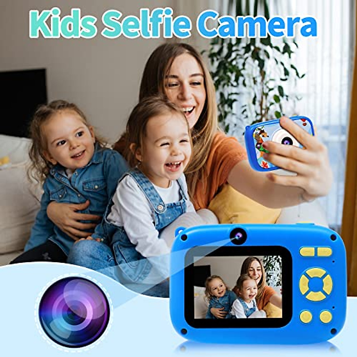 Kids Camera- 40MP Camera for Kids with 2.4 inch Large Screen, 1080P HD Digital Video Cameras for Toddler Children's Birthday with 32GB SD Card, SD Card Reader