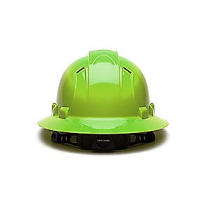 Pyramex Ridgeline Full Brim Hard Hat 4 Point Ratchet Vented Hi-Vis Lime