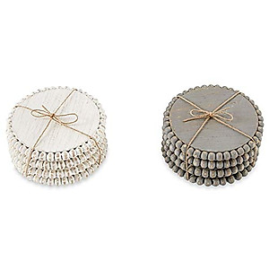 Mud Pie White Beaded Coaster Sets, 4 3/4"" Dia (42500044W)