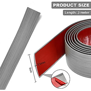 Floor Transition Strip Floor Cover Strips Self Adhesive Flooring Transitions Laminate Floor Strip 2" Wide Vinyl Floor Flat Divider Strip Elegant Wood Grain Design (Grey, 5cm, 10Ft)