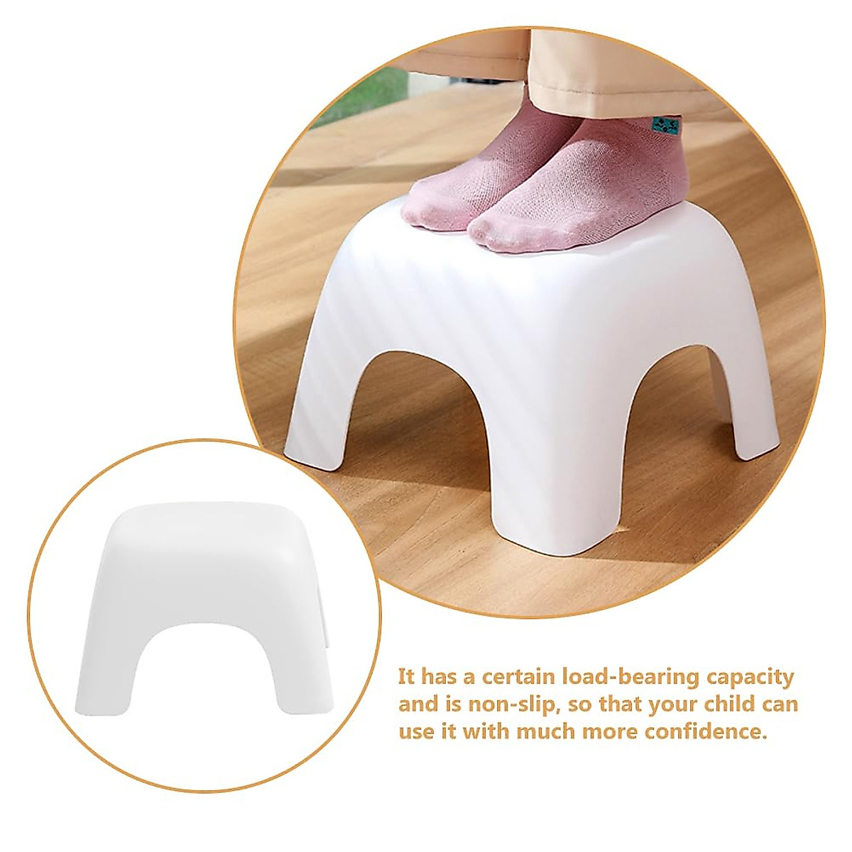 PRETYZOOM Step Stool for Kids, Plastic Skid-Resistant Foot Stool, Single Stool for Toddler Toilet Potty Training