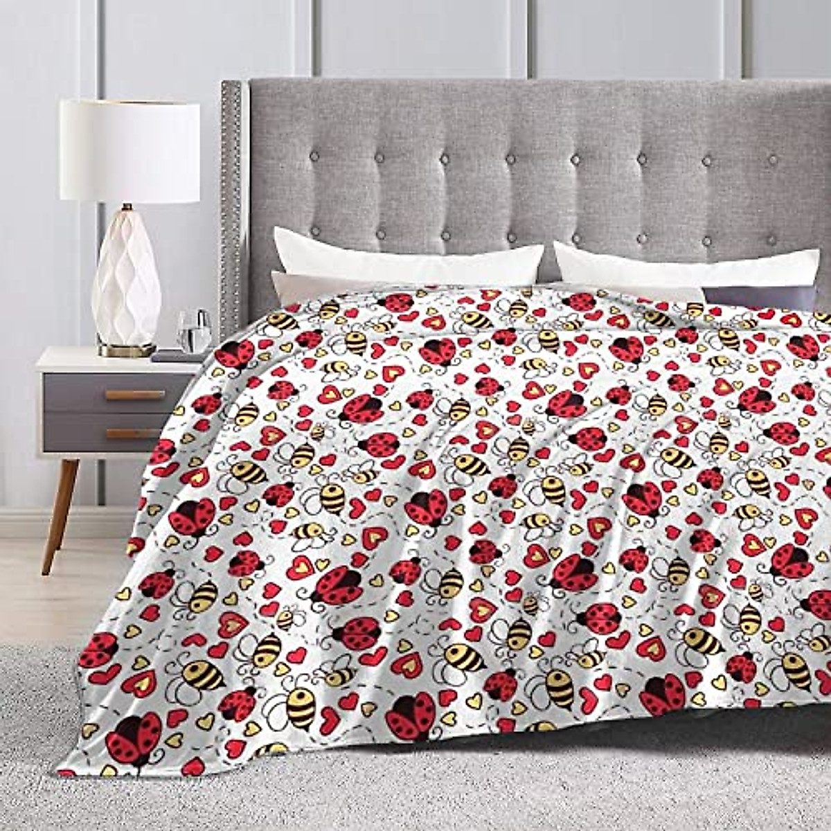 Ladybug Blanket Air Conditioning Cute Blanket Soft, Ladybird Throw Blanket Flannel Funny Blanket(50"x40")