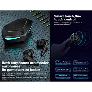 SGNICS Bluetooth 5.2 Wireless Earbuds Gaming Headphones for Microsoft Surface Duo 2, Low Latency with Cool Lights, True Wireless Gaming Headset Music/Gaming Mode - Black