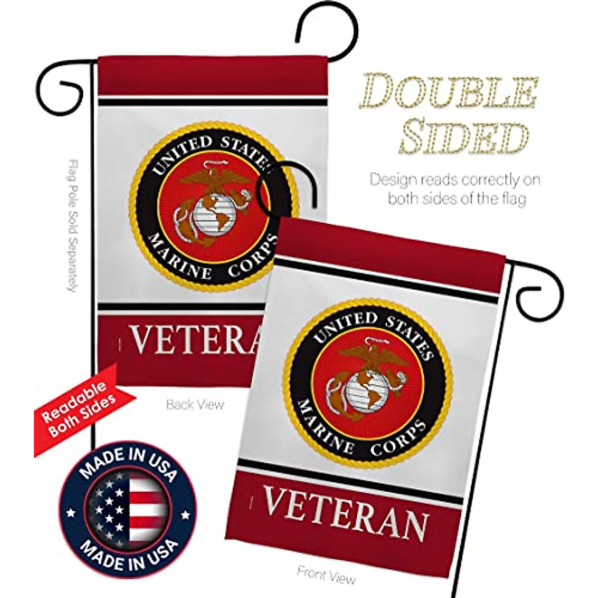 USA Decoration Marine Corps Veteran Garden Flag Armed Forces USMC Semper Fi United State American Military Retire Official House Decoration Banner Small Yard Gift Double-Sided, 13"x 18.5", Made In USA