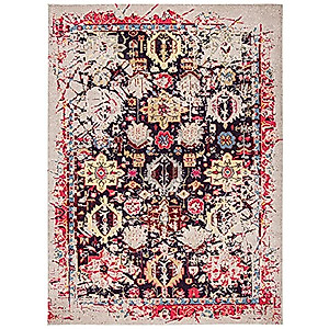 SAFAVIEH Monaco Collection 8' x 10' Grey/Multi MNC206G Oriental Abstract Distressed Non-Shedding Living Room Bedroom Dining Home Office Area Rug