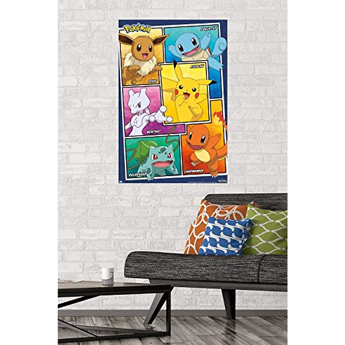 Trends International Pokémon - Group Collage Wall Poster, 22.375" x 34", Unframed Version for Bathroom