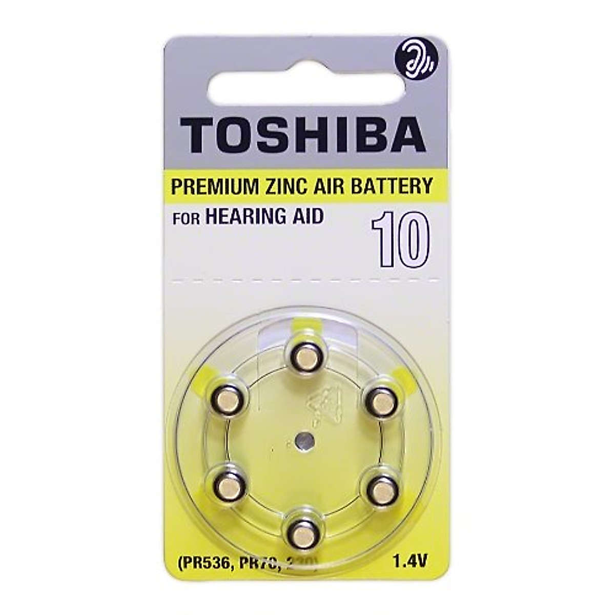 Toshiba Hearing Aid Batteries Size 10, PR70, (60 Batteries)