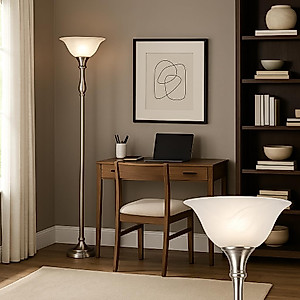 LIGHTACCENTS Alabaster White Glass Lamp Shade Replacement for Floor Lamp - Lamp Shade for Floor Lamps - Glass Lamp Shade - Floor Lamp Shade - Light Fixture Replacement Glass (White Marble)