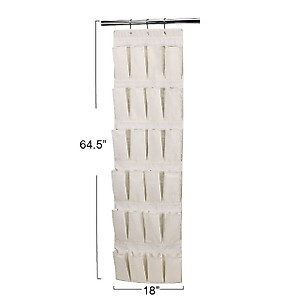 Household Essentials Over The Door 24 Packet Shoe Storage Organizer, Natural Canvas