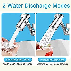 1080° Rotating Faucet Aerator Extender, Upgrade 2 Kinds of Water Outlet Modes Swivel Faucet Attachment and the Whole Is Made of Fine Copper, Suitable for Kitchens and Faucet Extender for Bathroom Sink