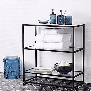 5PCs Dark Blue Glass Bathroom Accessories Set with Decorative Pressed Pattern - Includes Hand Soap Dispenser & Tumbler & Soap Dish & Toothbrush Holder & Wastebasket