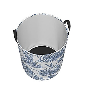 Marseilles Toile Willow Ware Blue White Laundry Basket,Collapsible Clothes Hamper Storage with Handle, Laundry Hamper for Bathroom Home Decor Baby Clothing Medium