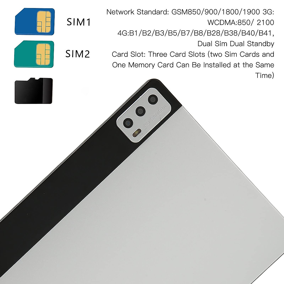 10in Tablet for 11, 4G Network Calling Phone, Dual SIM Card Slot, Octa Core 4GB RAM 256GB ROM, 5G WiFi Mini Tablet PC, Gifts for Kids, 7000mAh Battery (Silver)