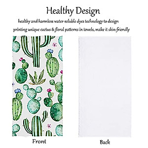 Cooper girl Watercolor Cactus Flowers Hand Towel Cotton Bathroom Towel for Hand Face Gym Spa