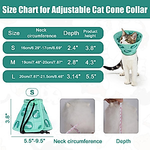Ledander Soft Cat Cones After Surgery Tall, Cat Recovery Collars & Cones, Cat Neck Cone Alternative Elizabethan Collar for Cats After Surgery Anti-Bite Lick Wound Healing（Green，S）