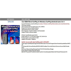 Smart World Company CP-AA Carplay Wireless dongle Adapter 2 in1 Android Auto and Apple Carplay