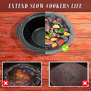 EMERALDSR Silicone Slow Cooker Liners - (Pack of 3) Reusable & Leakproof Liners - Ideal for Oval & Round Pot - Fits on 6 to 8 QT Pot - Grey, Yellow & Black Color