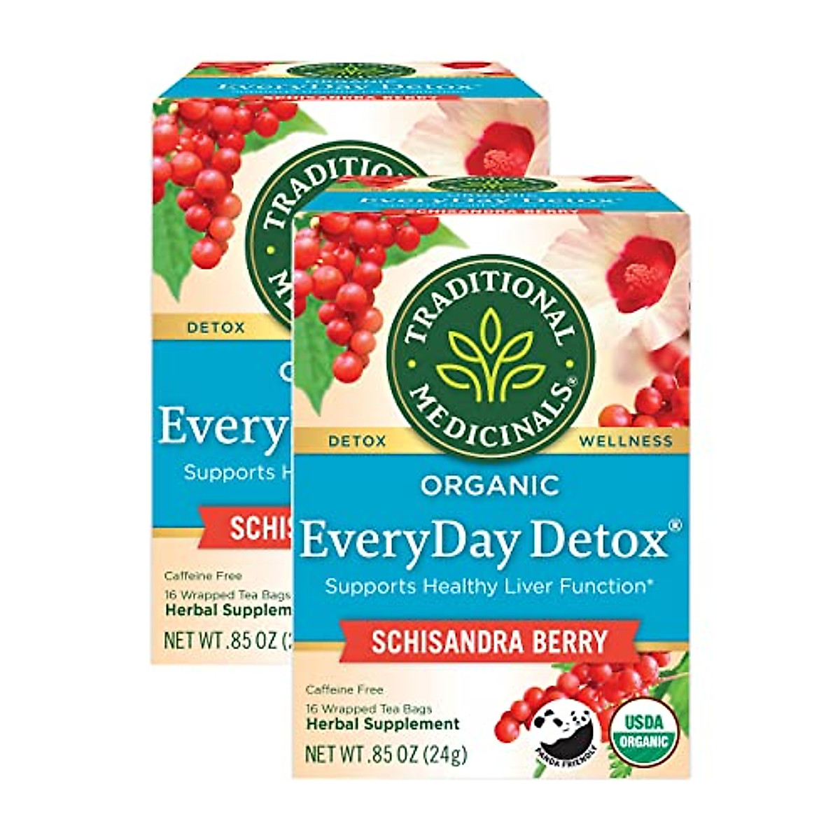 Traditional Medicinals Organic EveryDay Detox Schisandra Berry Detox Tea, 16 Tea Bags (Pack of 2)