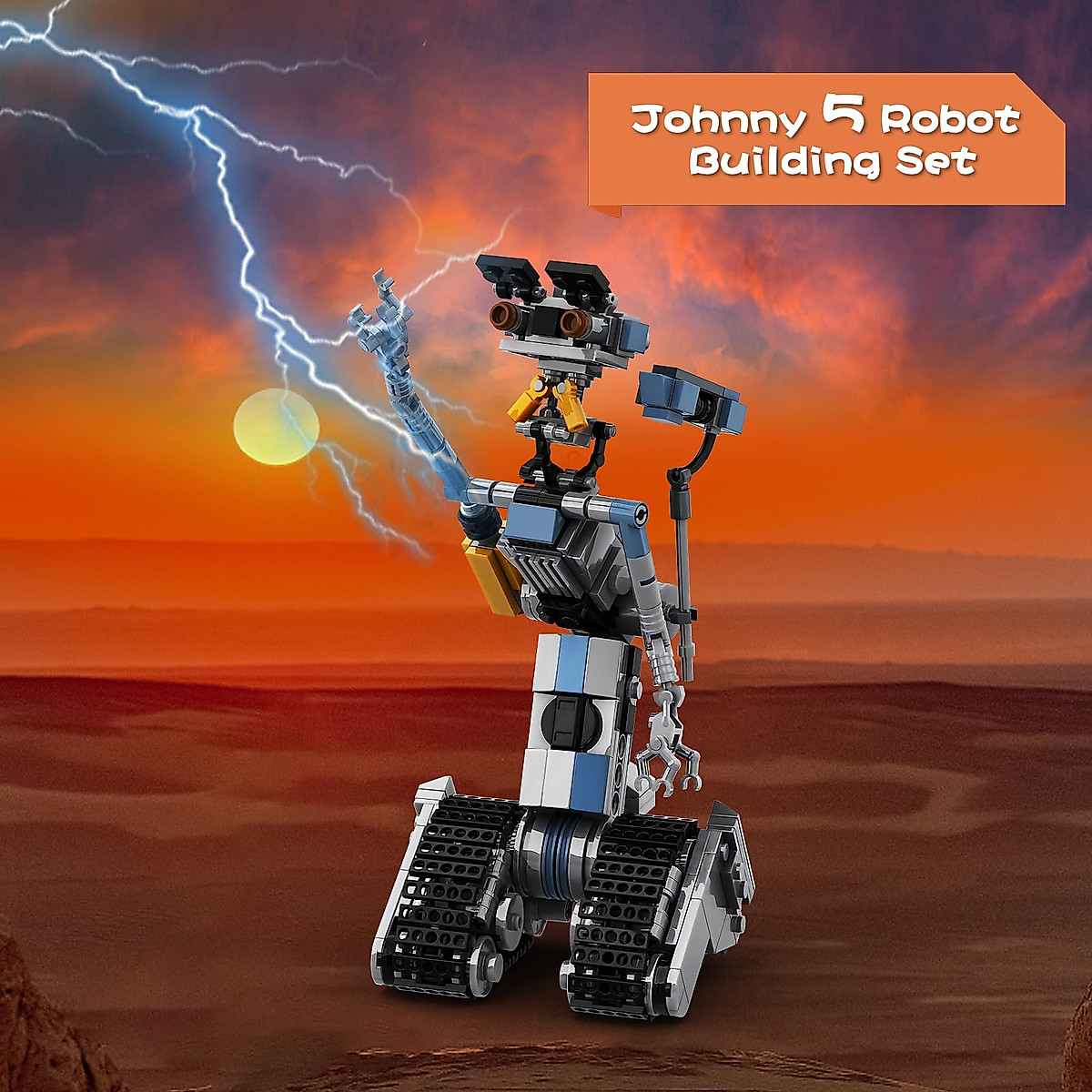 370 Pieces Johnny 5 Robot Building Set, Short Open Circuit Johnny Five Robot Model Toys, Compatible for Lego, Educational Gift Set for Ages 8-14 Boys