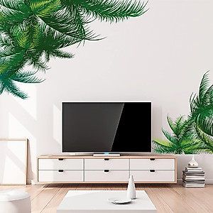 Generic Tropical Leaves Wall Decals Removable Green Palms Tree Plant Wall Stickers for Living Room Kids Room Bedroom Playroom Decor