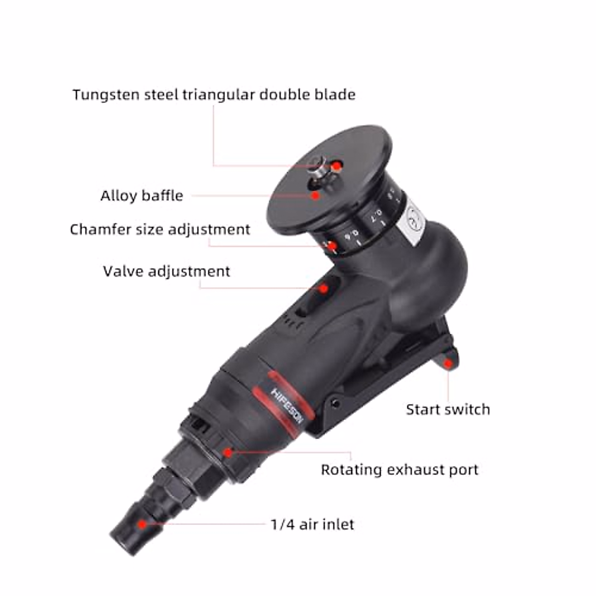 Pnuematic Chamfer Tool Deburring Tool for Metal Trimming, Air Beveling Tool Mini Chamfering Machine Small Handheld Grinder for Inner Hole and Metal Edge Deburring