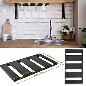 Wine Glasses Rack Hanging Under Cabinet Stemware Storage Hanger with 4 Rows Metal Bar Shelves for Kitchen Restaurant Cabinets Shelf – Fits from 1.1 to 3.4 inch Base of Goblet HG617