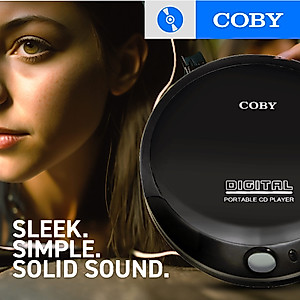 Coby Portable CD Player with Foldable Headphones, 60-Sec Anti-Skip Compact Disc Player with Headset Bundle for Travel or Home Use