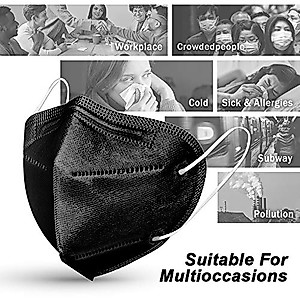 [30 Pieces] Disposable KN95 Face Mask Mouth Cover Masks (Black)