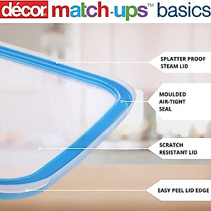 Décor Match-ups Basics Oblong 2L|Food Storage Pantry Container |Ideal for Meal Prep| BPA Free|Dishwasher, Freezer & Microwave Safe, Clear/Blue