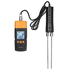 Wood Moisture Meter with Long Probe Digital Firewood Moisture Meter for Lumber Pin Type Moisture Detector Dampness Tester for Woodworking Wood Humidity Meter Reader for Timber Paper Logs Bamboo