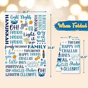 Hanukkah Kitchen Towels Chanukah Decorative Dish Towels Hanukkah Gnome Drying Cloth Tea Towels for Challah Days Kitchen Cooking Baking Holiday Decorations, Housewarming Presents Set of 4