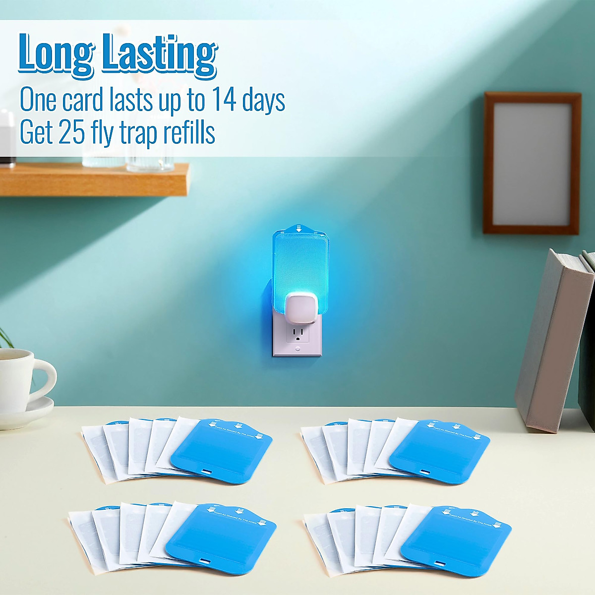 Qualirey 25 Pack Fly Trap Refill Cartridges Compatible with Raid Essentials Flying Insect Light Trap, Light Trap Refills Strong Glue Card for Fly Insect Bug Mosquito Gnat Trap Indoors