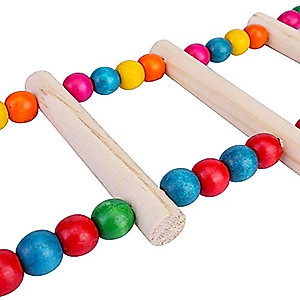 Mogoko Wooden Bird Ladders and Rope Swing Set, Cage Hanging Bridge Toys for Small Parakeets Cockatiels, Lovebirds, Conures, Macaws, Lovebirds, Finches