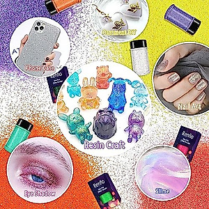 AMORNPHAN Fine Glitter Set 12 Colors, Glitter Powder for Crafts DIY Resin Projects Tumblers Nail Makeup Slime, A Variety of Colors and Infinite Creativity 10 g/0.35 oz Each