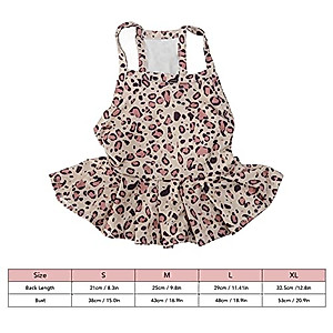 Pet Suspender Dress, Dog Dress Printed Sleeveless Clothes Puppy Vest Summer Leopard Print Dresses for Small Medium Dogs Cat Costume L