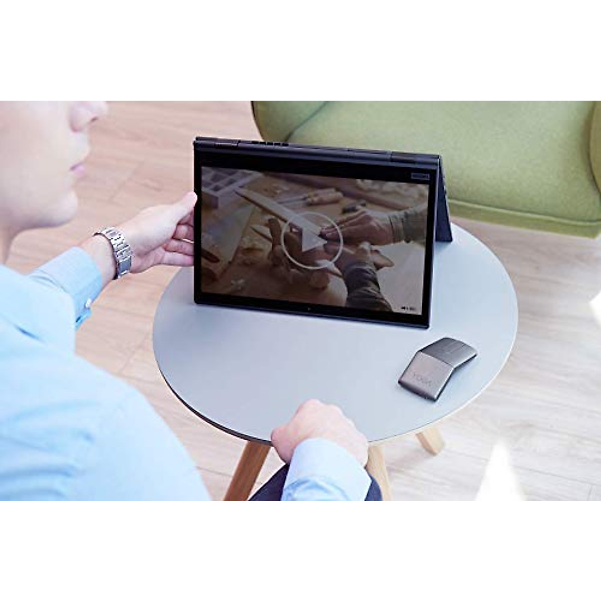 Lenovo Yoga Mouse with Laser Presenter, 2.4GHz Wireless Nano Receiver & Bluetooth 5.0, Award-Winning Ergonomic V-Shape, Adjustable 1600 DPI, Optical Mouse, GY50U59626, Iron Grey, gray