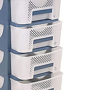 Homeplast Venus 30 Inch Tall Plastic 4 Drawer Home Storage Indoor/Outdoor Organizer Shelf Unit with Perforated Ventilated Drawers, Blue