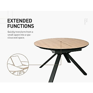 Acanva Extension Oval/Round Dining Table for 6, Expandable Butterfly Leaf & Sturdy Base, Suit for Kitchen, Living Room & Apartment, 51.2”W(+19.7”) x 51.2”D x 30.1”H, Light Oak