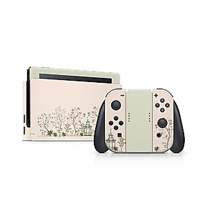 Tacky Design Japanese Cherry Blossom Skin Compatible with Nintendo Switch Skin Wrap Cover, Beige Color Skin for Nintendo Switch Stickers, Premium Vinyl 3M Full Wrap Decal