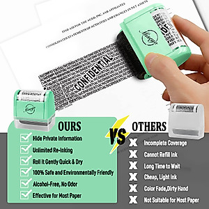 Miseyo Wide Roller Stamp Identity Theft Stamp 1.5 Inch Perfect for Privacy Protection,Anti-Theft Security Confidential Easy for Guard Personal Information Blockout - 3Pack Set (Mint Green)