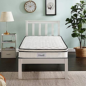 Mattress, Hbaid 8 Inch Memory Foam and Innerspring Hybrid Medium-Firm Feel Hybrid Mattress, Pocket Spring Mattress, Pressure Relieving Comfort Body Support, Bed-in-a-Box (Twin)