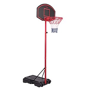 FCH Portable Basketball Hoop Height Adjustable Basketball Stand Backboard System for Kids Teenagers Youth w/Wheels Indoor & Outdoo (Red, Black)