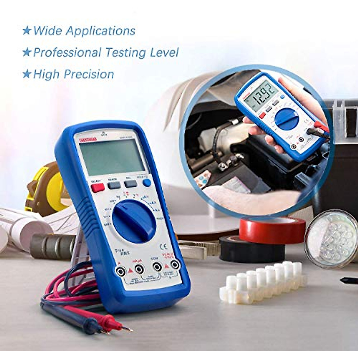 Etekcity Professional Digital Multimeter Voltmeter A1000, AC/DC Voltage Tester, TRMS 6000 Counts, Current, Resistance, Frequency, Continuity, Capacitance, Diode, Temperature, NCV