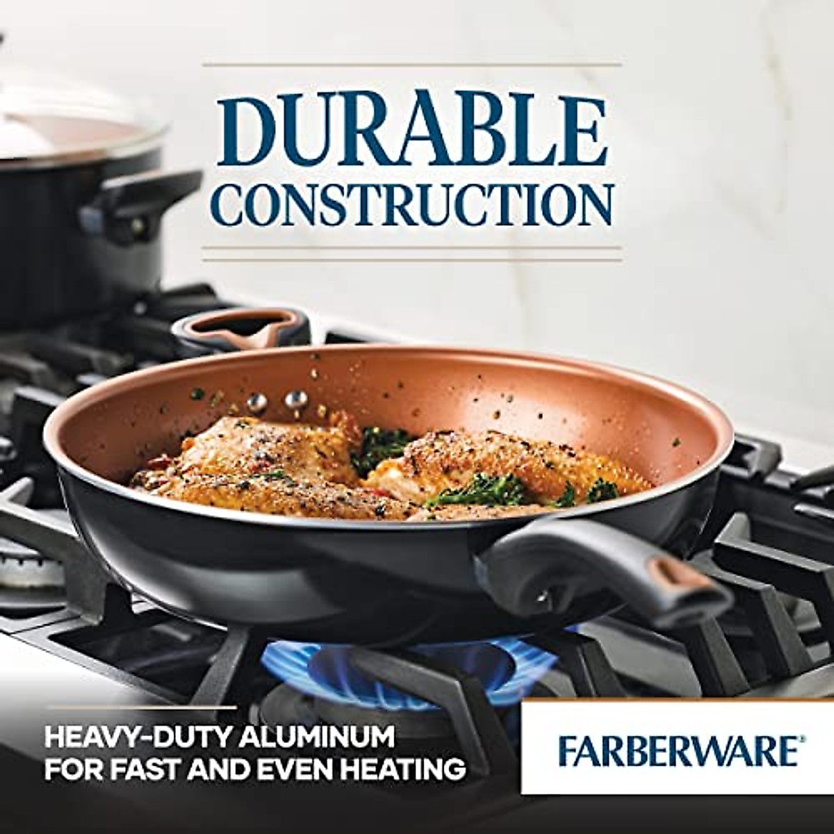 Farberware Glide Deep Nonstick Frying Pan / Fry Pan / Skillet with Helper Handle - 12.5 Inch, Black