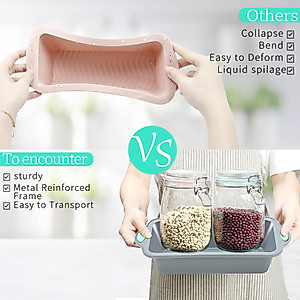 To encounter 9 Inch Silicone Bread and Loaf Pan, 2 Pack Food Grade Nonstick Silicone Molds for Baking Banana Bread, Meat Loaf, Pound Cake, with Metal Reinforced Frame More Strength