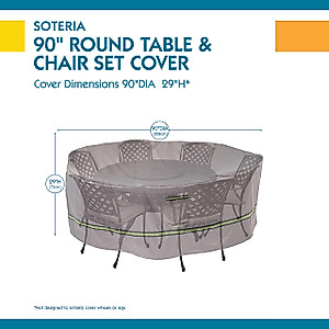 Duck Covers Soteria Waterproof 90 Inch Round Patio Table with Chairs Cover, Outdoor Table and Chair Cover