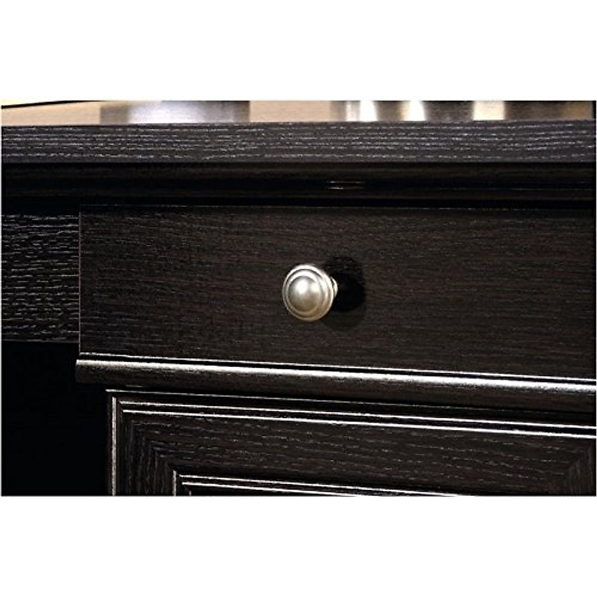 Pemberly Row Home Office L Shaped Desk with Computer Tower Storage in Wind Oak