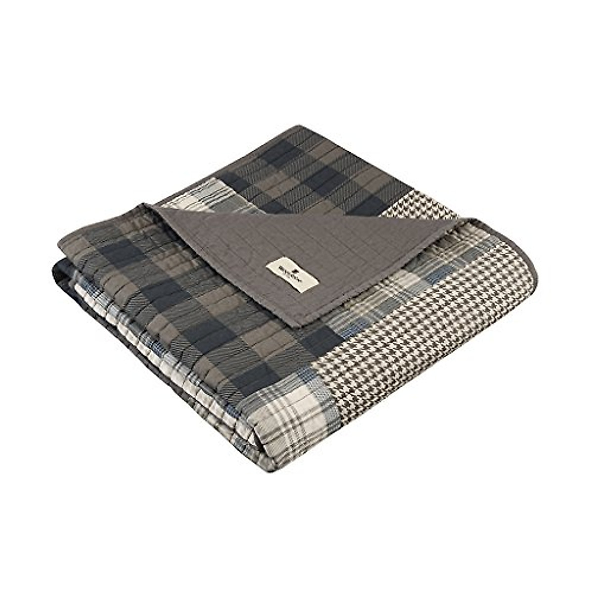 Woolrich Luxury Quilted Throw - Cabin Lifestyle, Patchwork with Moose Design All Season, Lightweight and Breathable Cozy Bedding Layer Throws for Couch Sofa, 50" W x 70" L, Winter Hills Taupe