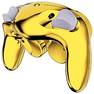 eXtremeRate Chrome Gold Glossy Faceplate Backplate for Nintendo Gamecube Controller, Replacement Housing Shell Cover with Buttons for Nintendo Gamecube Controller NGC - Controller NOT Included