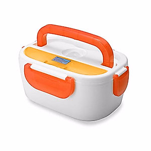 INVODA Electric Lunch Box 110V Food Heating Lunch Hot Box Portable Insulated Bento Box Electric Lunch Container for Office Travel Home (Orange)